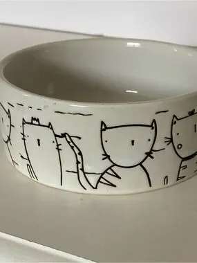 Signature | Cat | Cat Bowl Food Water Good Kitty White Ceramic 45 ...